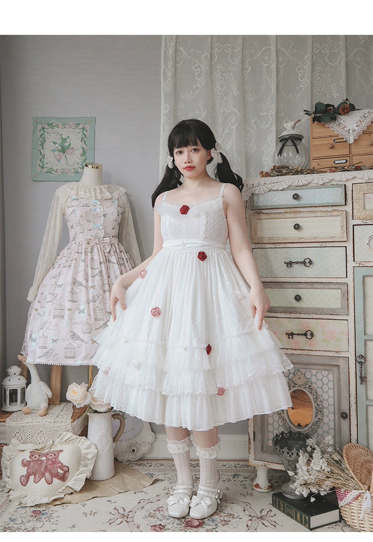 Plus Size Spring Lolita JSK Dress with Rose Decoration