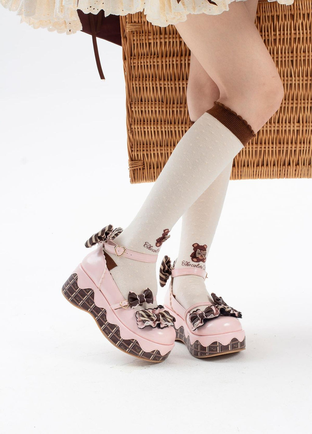 Sweet Lolita Thick-Sole Shoes with Printed Platform