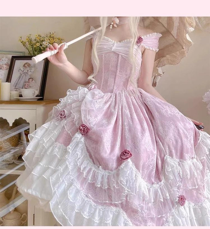 Plus Size Sweet Lolita JSK Dress with Rose Decoration