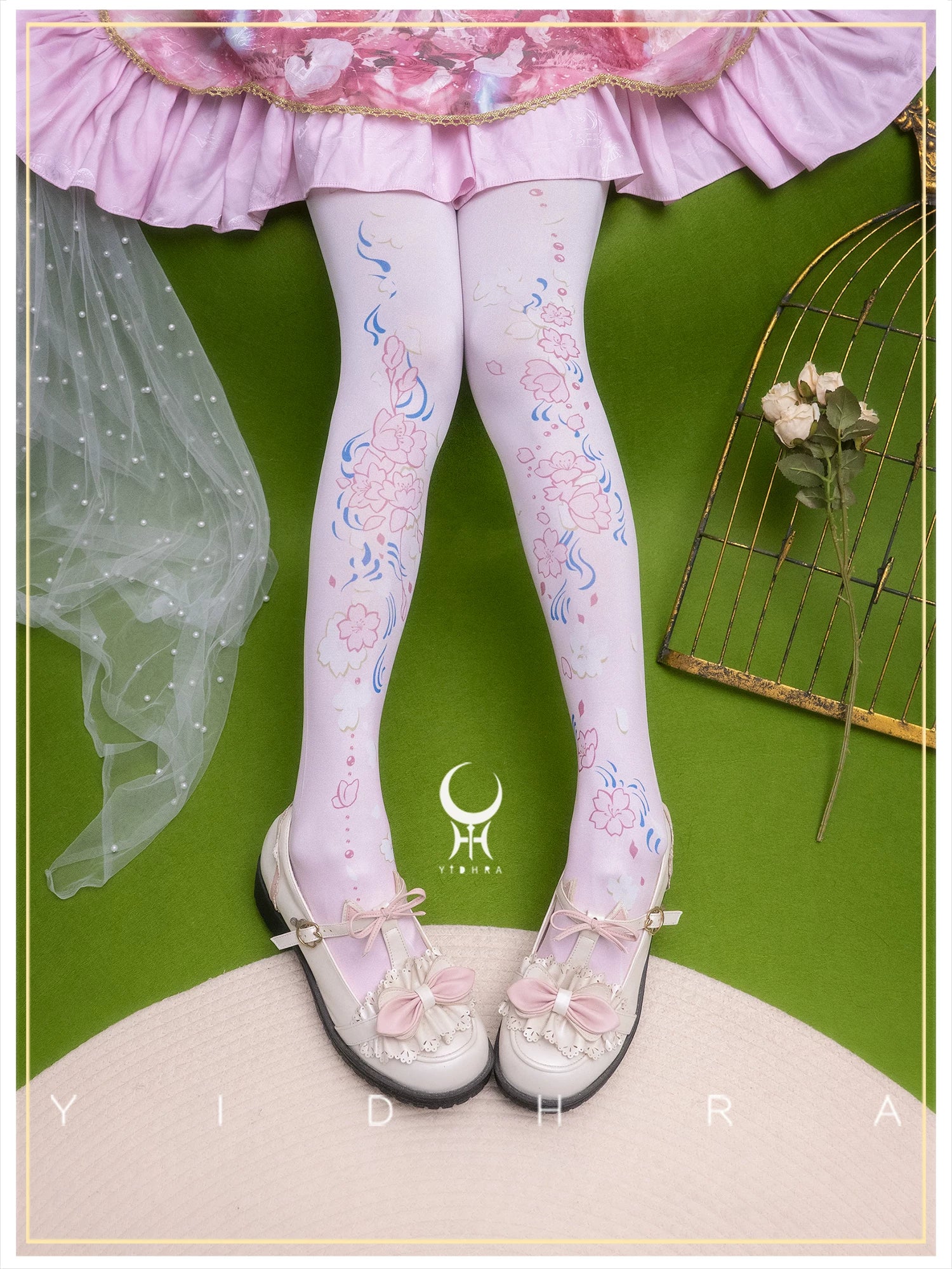 Floating Sakura - Stretchy Sakura Print Lolita Pantyhose