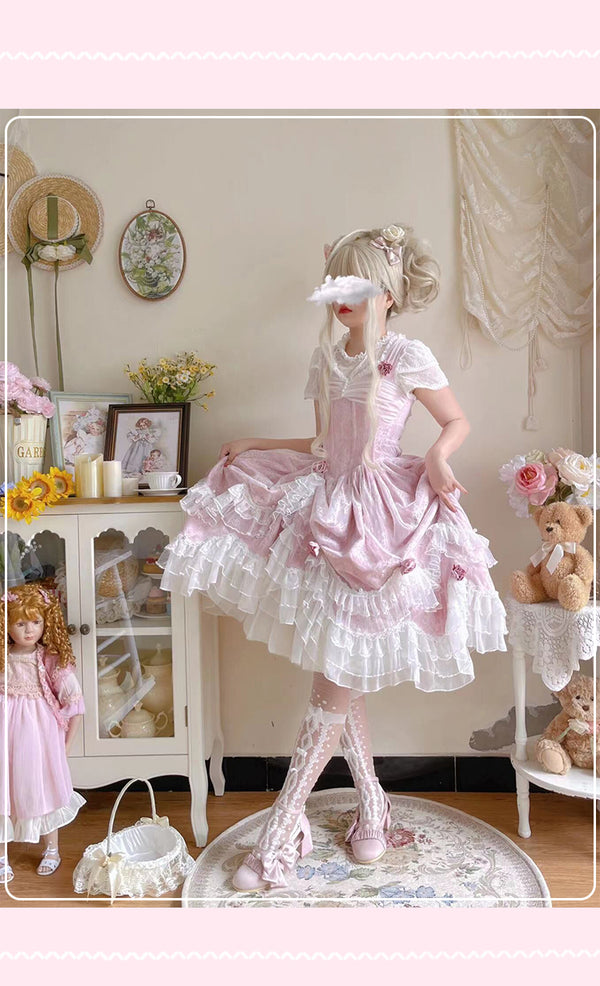 Plus Size Sweet Lolita JSK Dress with Rose Decoration