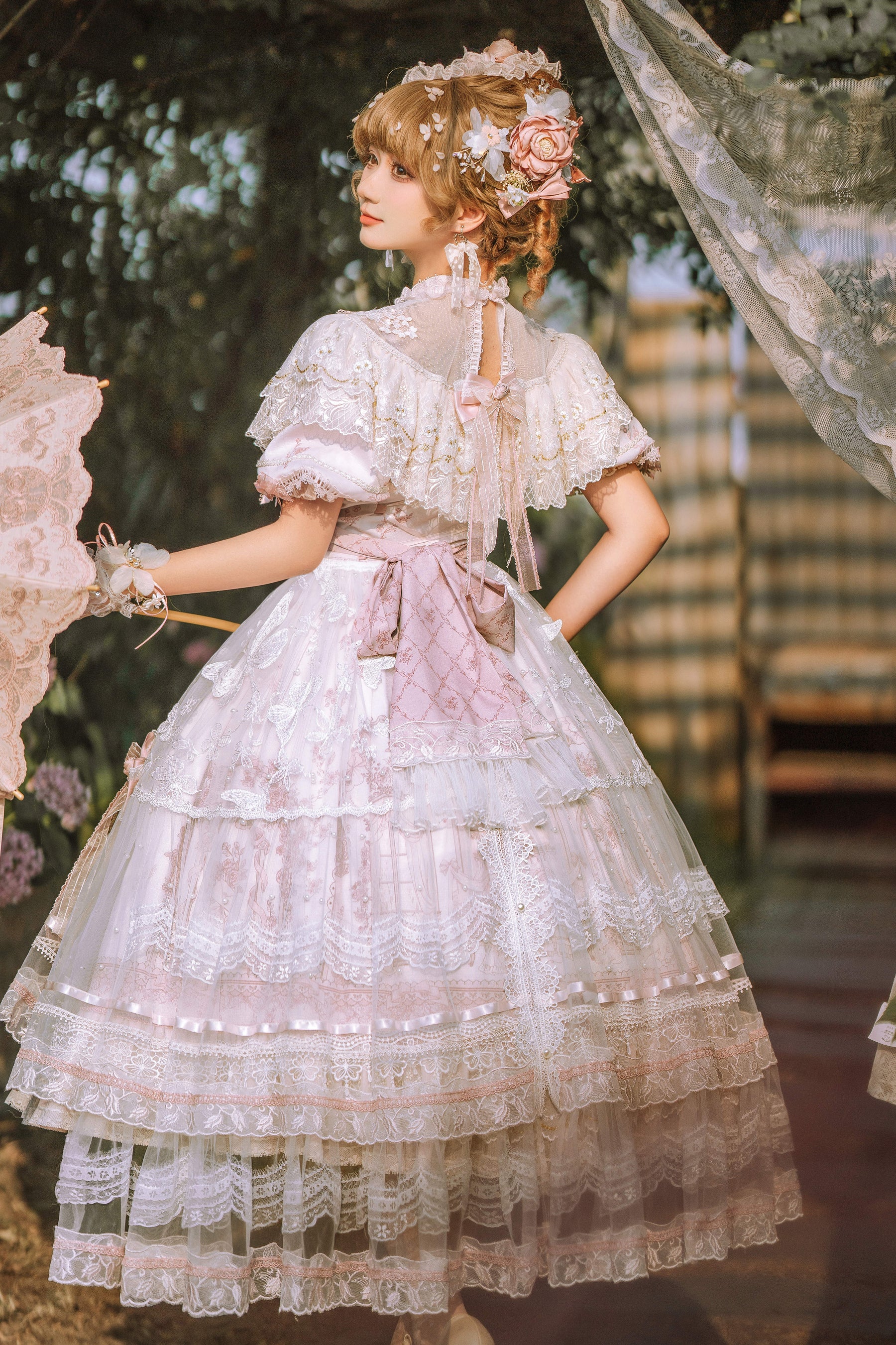 Two Rural Cats~Sunset Realm Lolita Bride Gorgeous OP FS – 42Lolita