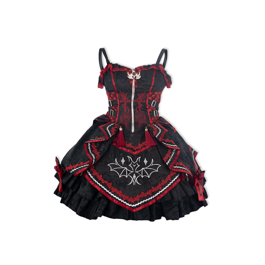 Gothic Lolita JSK Black Red Goth Jumper Dress
