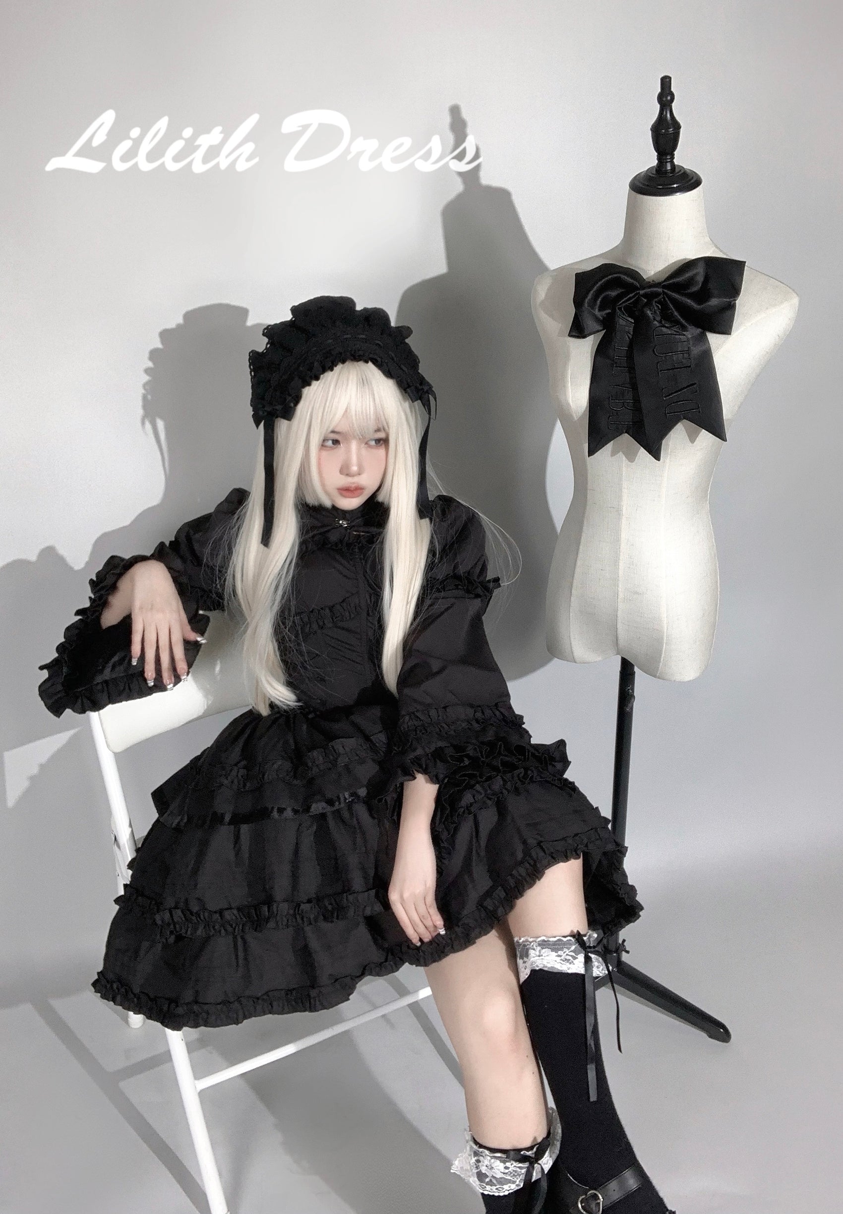 Mengfuzi - LiLith - Christmas Gothic Lolita JSK Dress, Short Sleeve Bo