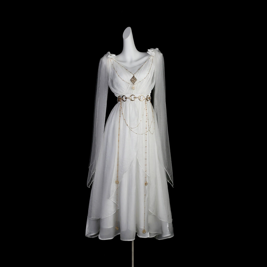 Elegant Greek Mythology Style Lolita JSK Irregular Hem White JSK Dress