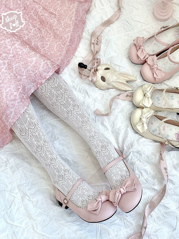Pink & Ivory Sweet Lolita Shoes, Round Toe