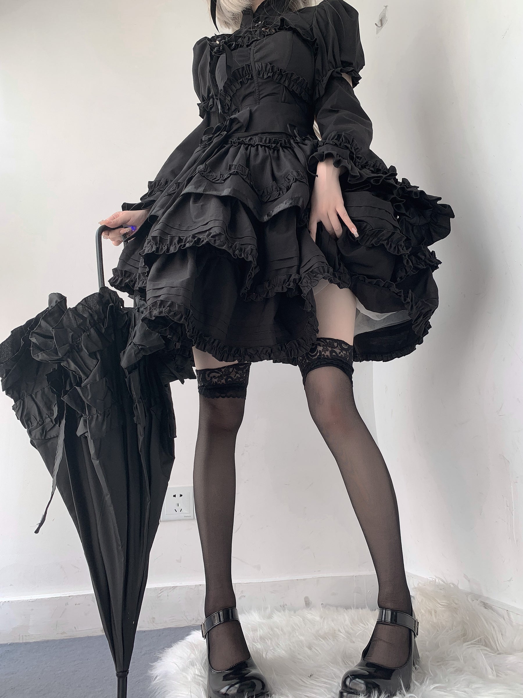 Mengfuzi - LiLith - Gothic Lolita JSK Dress Christmas Short Sleeve Bol ...