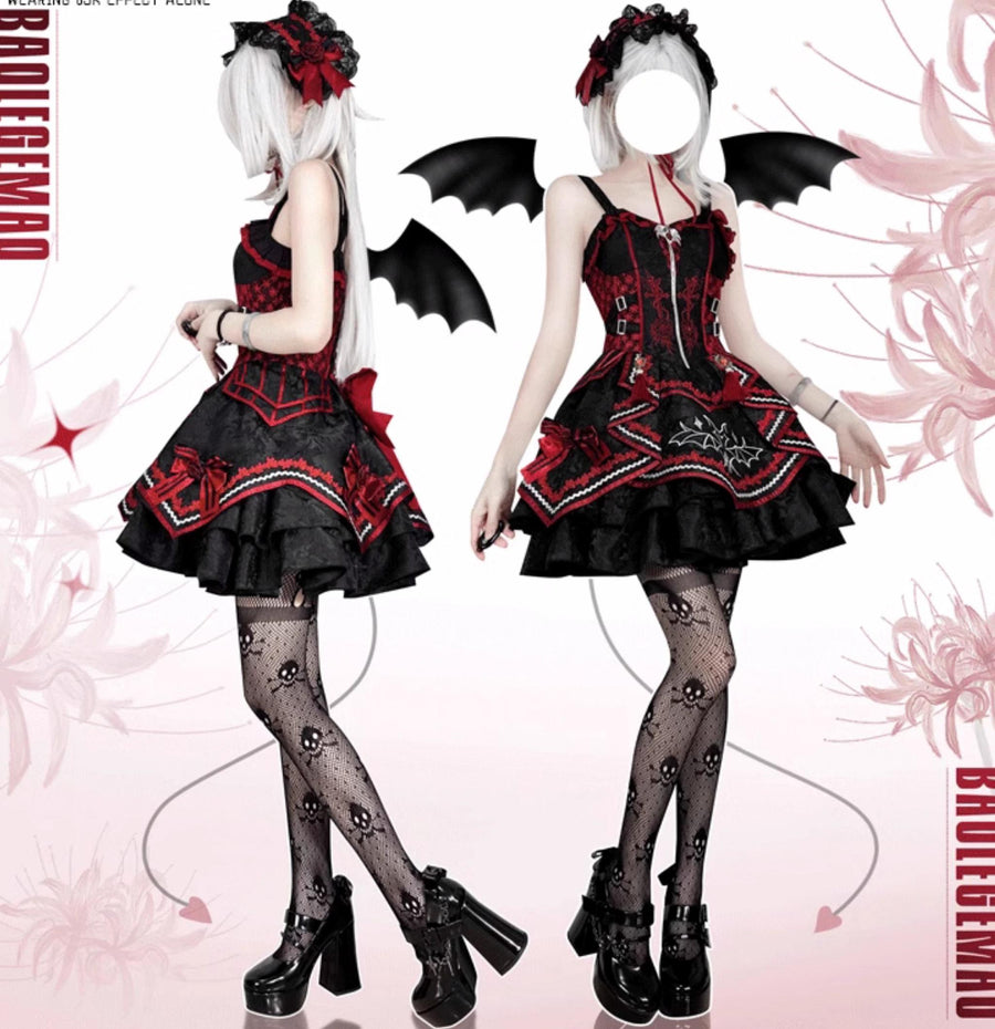 Gothic Lolita JSK Black Red Goth Jumper Dress