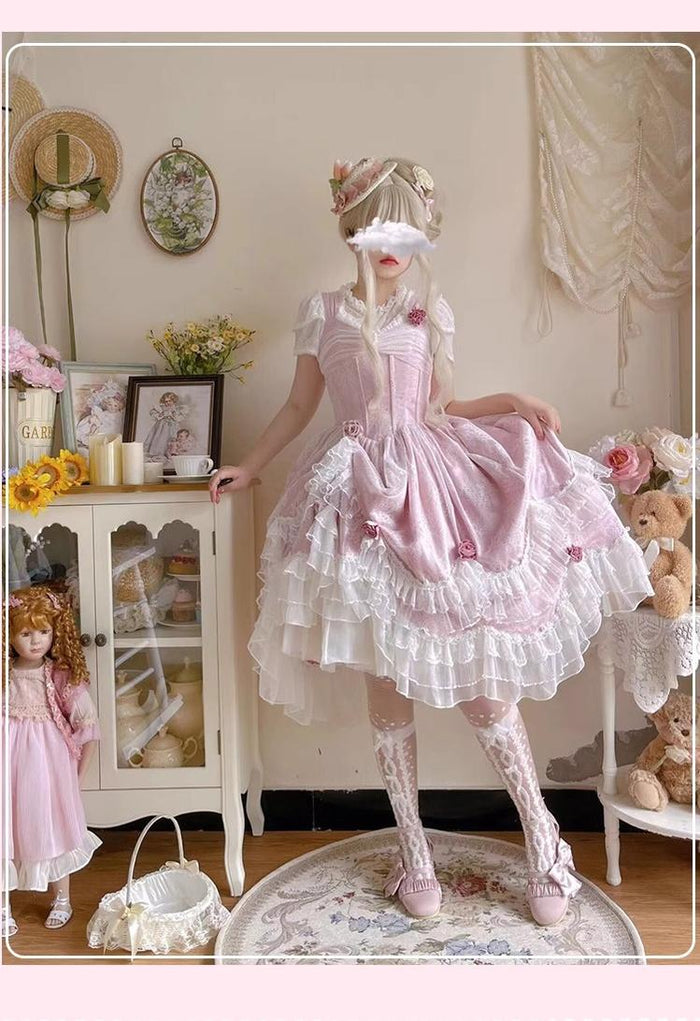 Plus Size Sweet Lolita JSK Dress with Rose Decoration